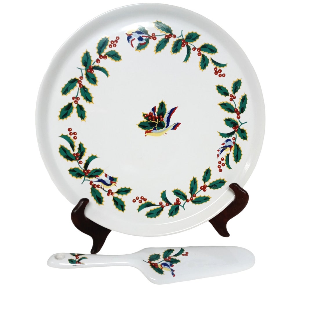 Rare Holiday Classics 11 Christmas Cake Plate & Matching Server ...