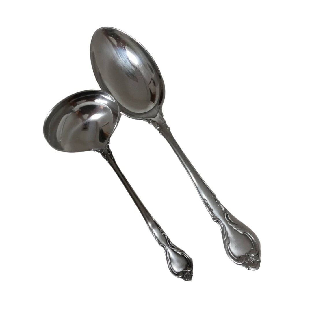 Lyons Queen's Fancy Large Tablespoon Serving Spoon & Gravy Ladle Satin ...