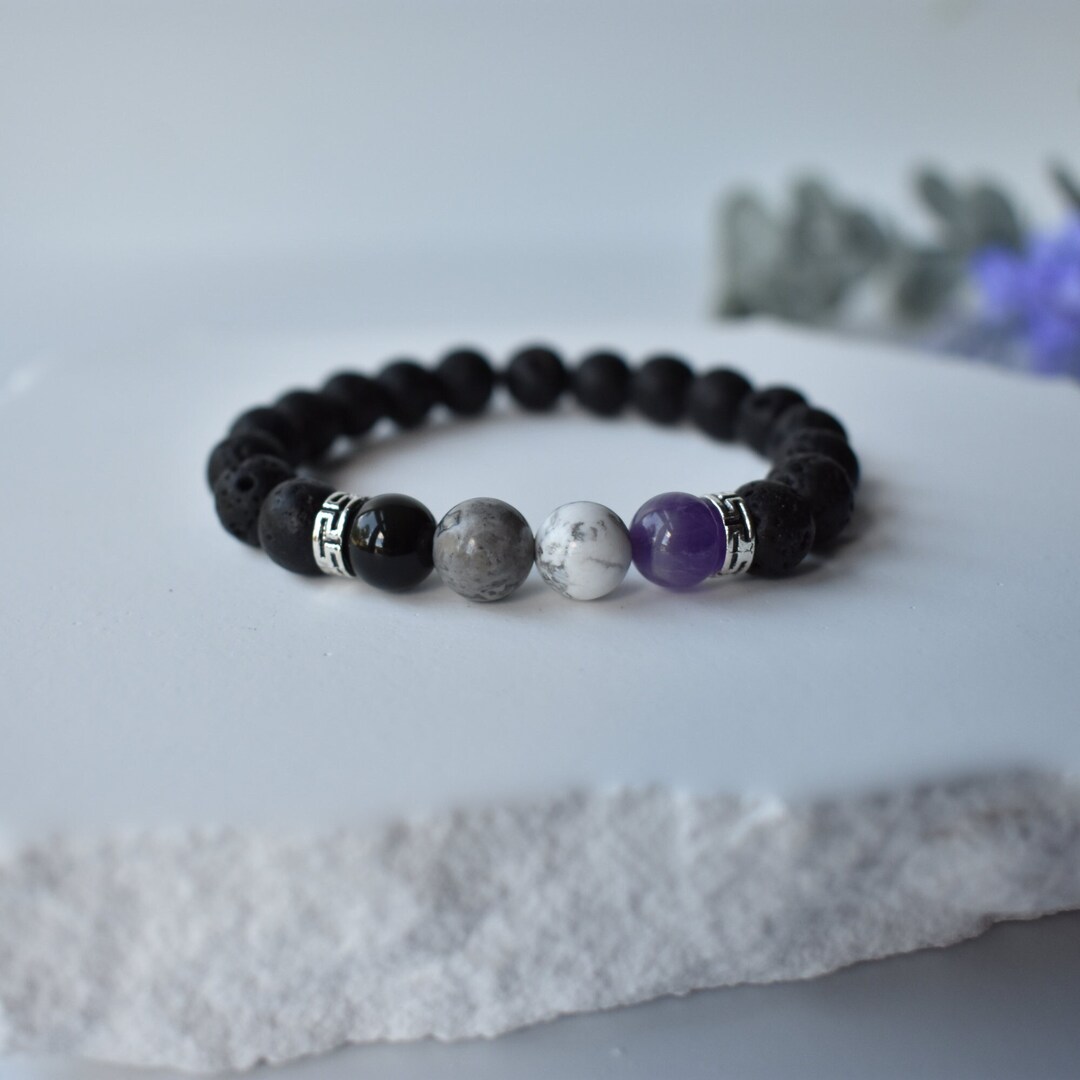 Asexual Bracelet, Lava Rock Bracelet, Ace Pride Bracelet, Asexual Gift, Subtle Asexual, Asexual ...