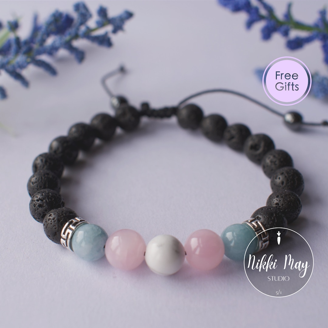 Adjustable Trans Bracelet Lava Rock Subtle Trans Pride Bracelet Trans ...