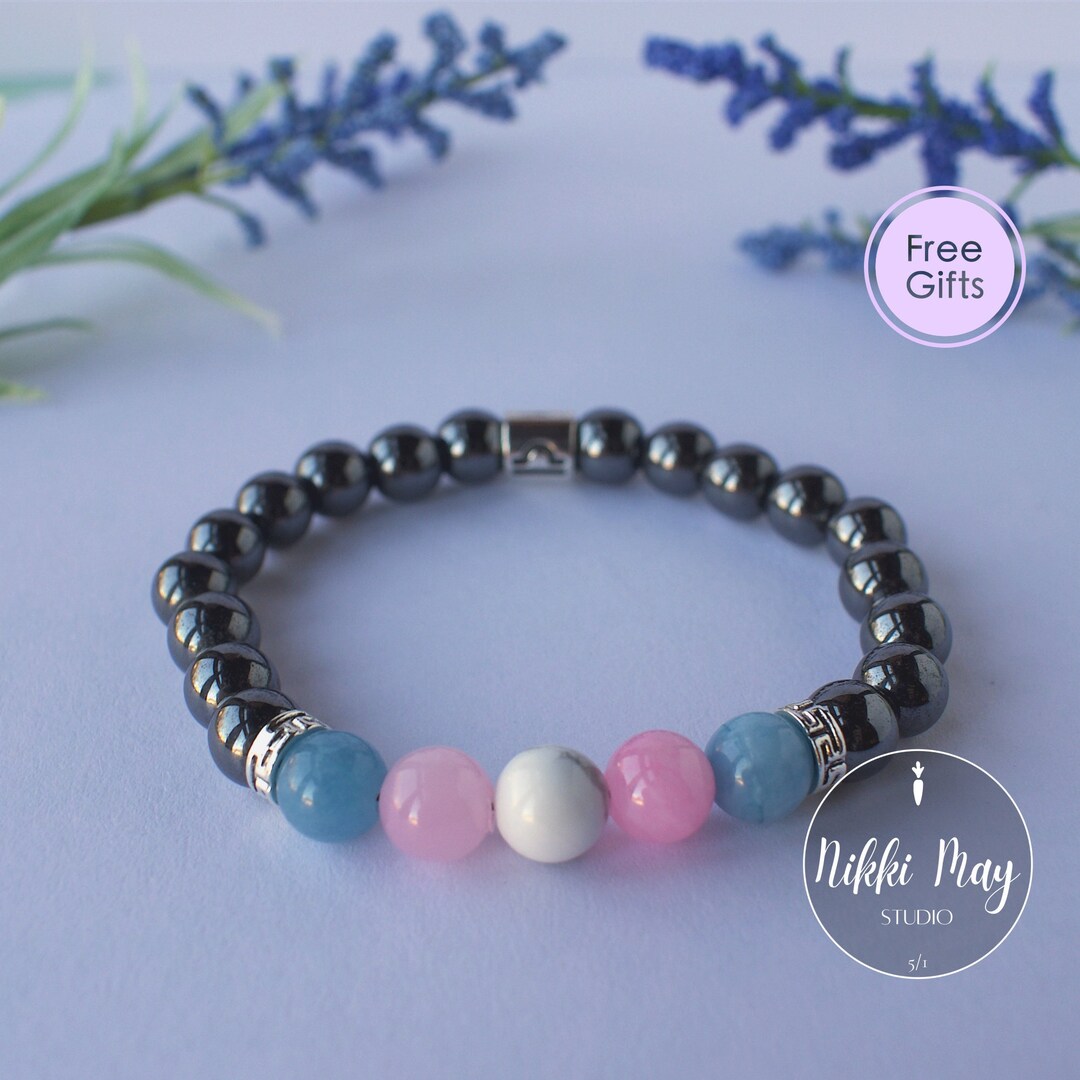 Trans Bracelet Black Hematite Zodiac Sign Gemstone Bracelet Cute Trans ...