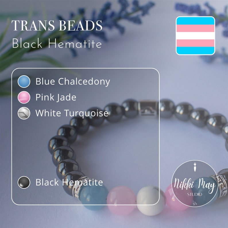 Trans Bracelet Black Hematite Zodiac Sign Gemstone Bracelet Cute Trans ...