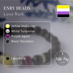 Enby Bracelet Zodiac Sign - Lava Rock, Enby Pride Nonbinary Pride Enby ...