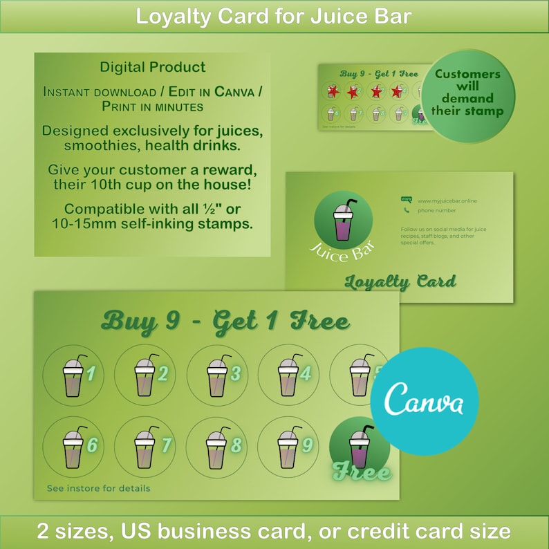SD Juice Bar Loyalty Card - Etsy