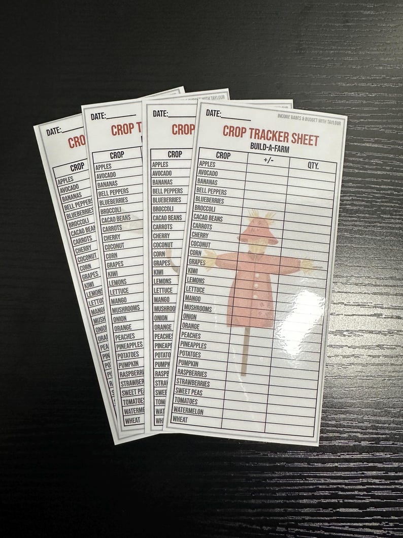 Build-a-farm Crop Tracker Sheets A6 Cash Envelopes Inserts Savings ...