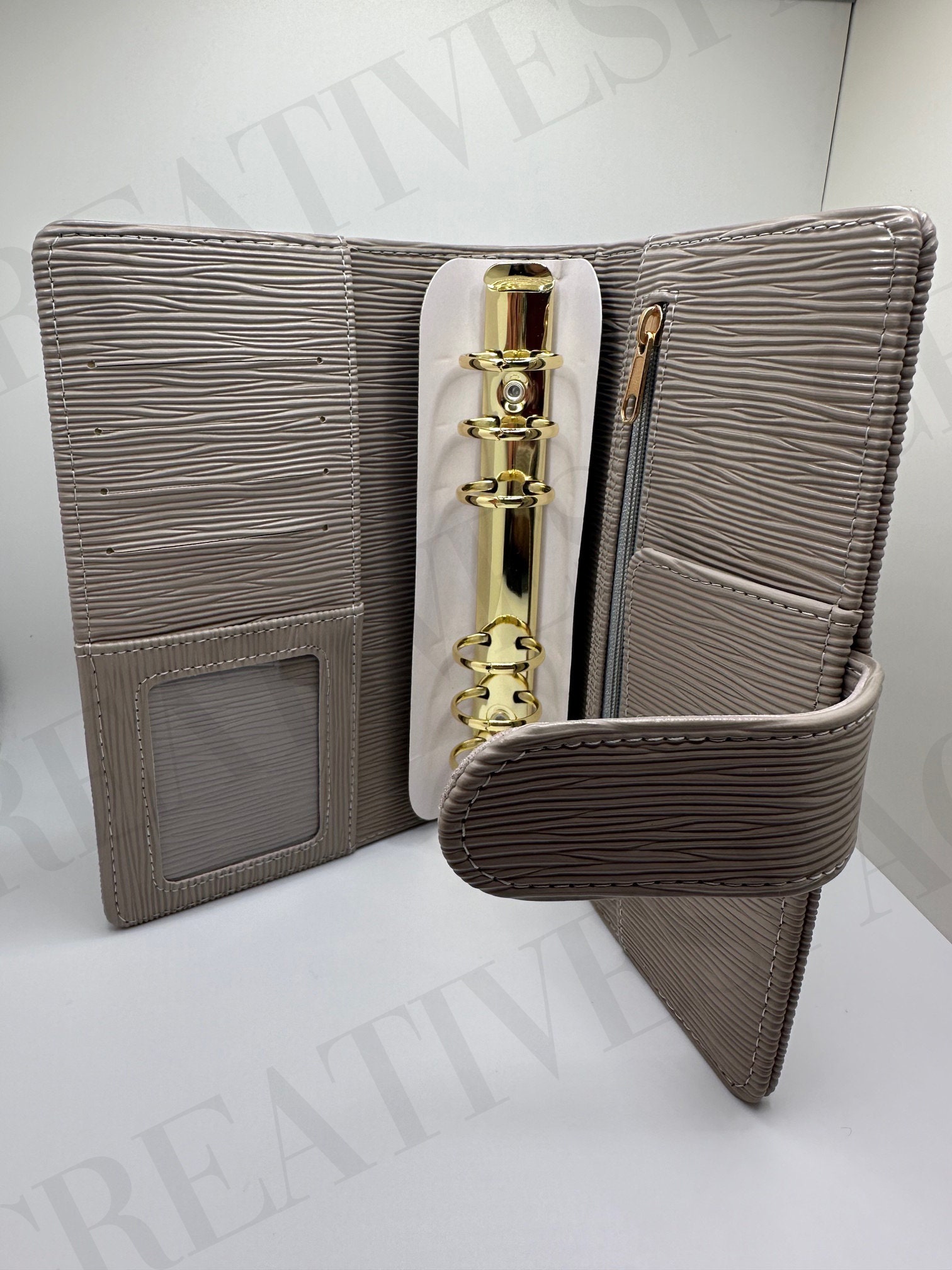 A6 Gold 6-ring Budget Binder Soft Saffiano Leather Binder Epi Leather ...