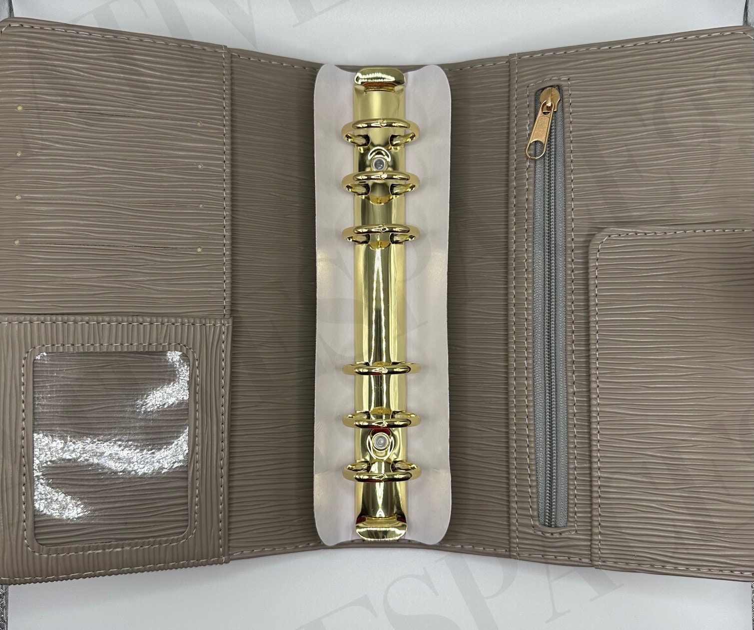 A6 Gold 6-ring Budget Binder Soft Saffiano Leather Binder Epi Leather ...