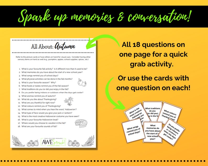 Autumn Theme, Dementia Activity, Conversation Game, Reminiscence ...