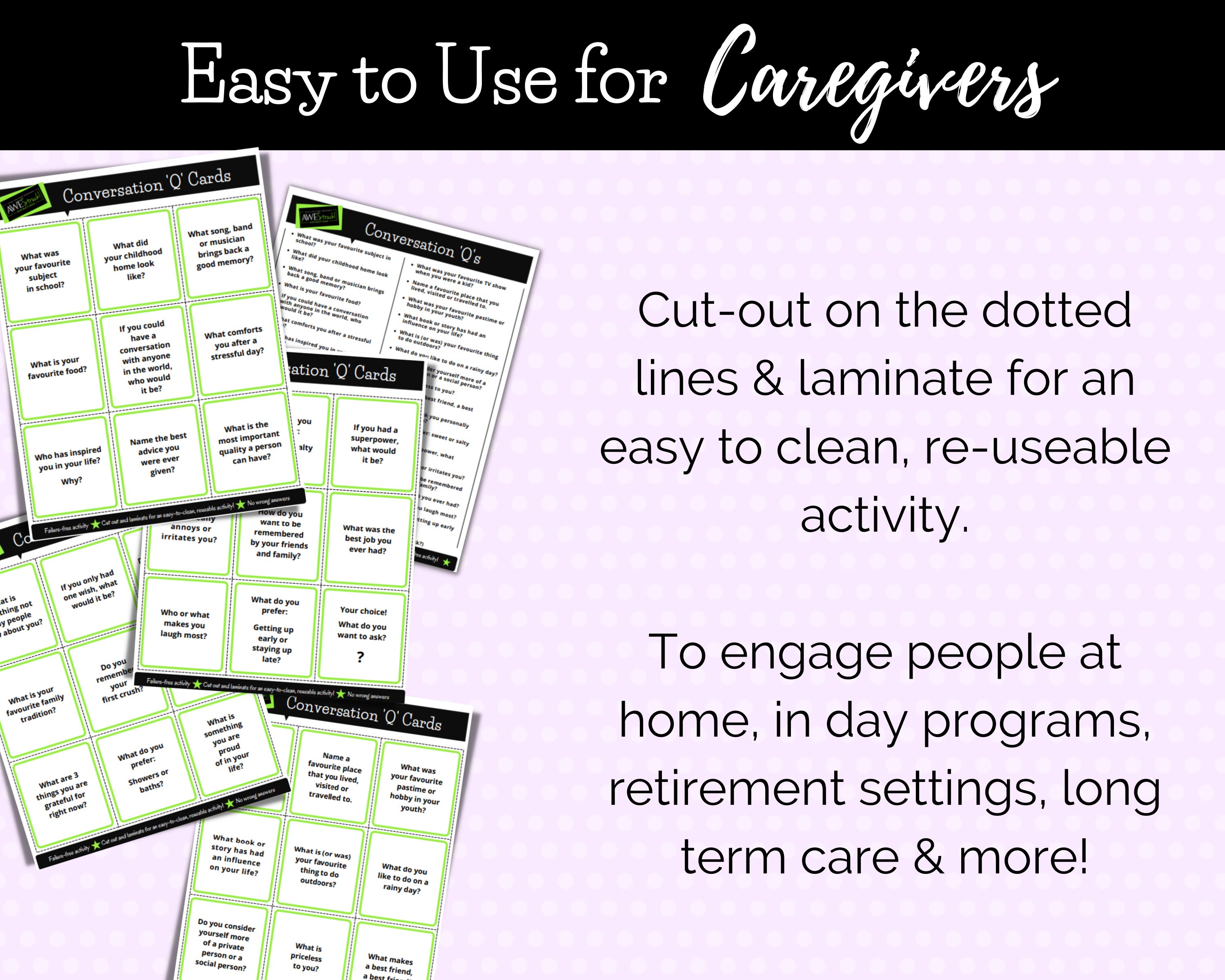 Conversation Cards, Life Story Collection, Instant Download, Dementia ...