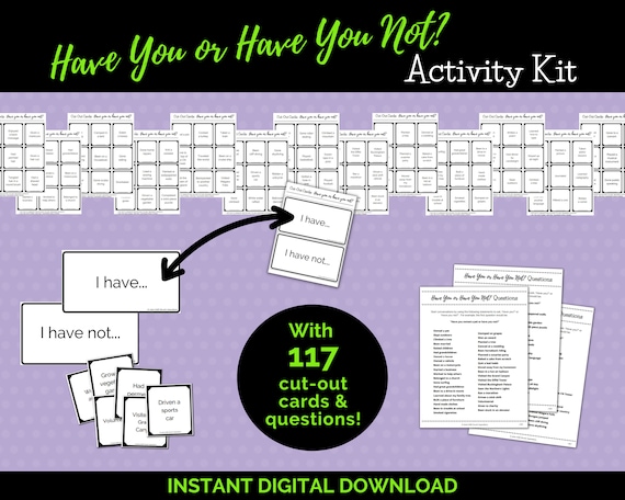 Have You Ever Game Print and Cut Cards Digital Download | Etsy