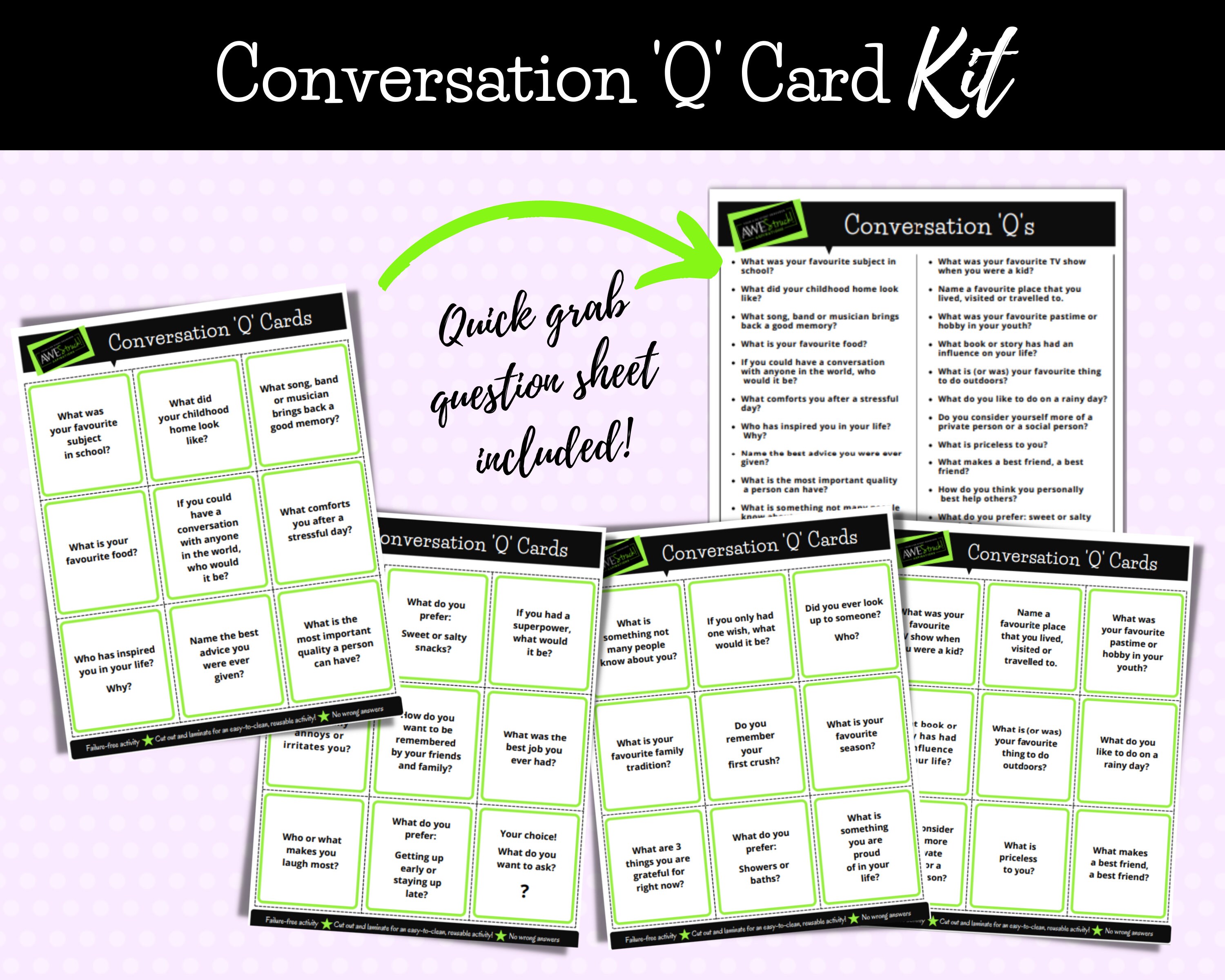 Conversation Cards, Life Story Collection, Instant Download, Dementia ...