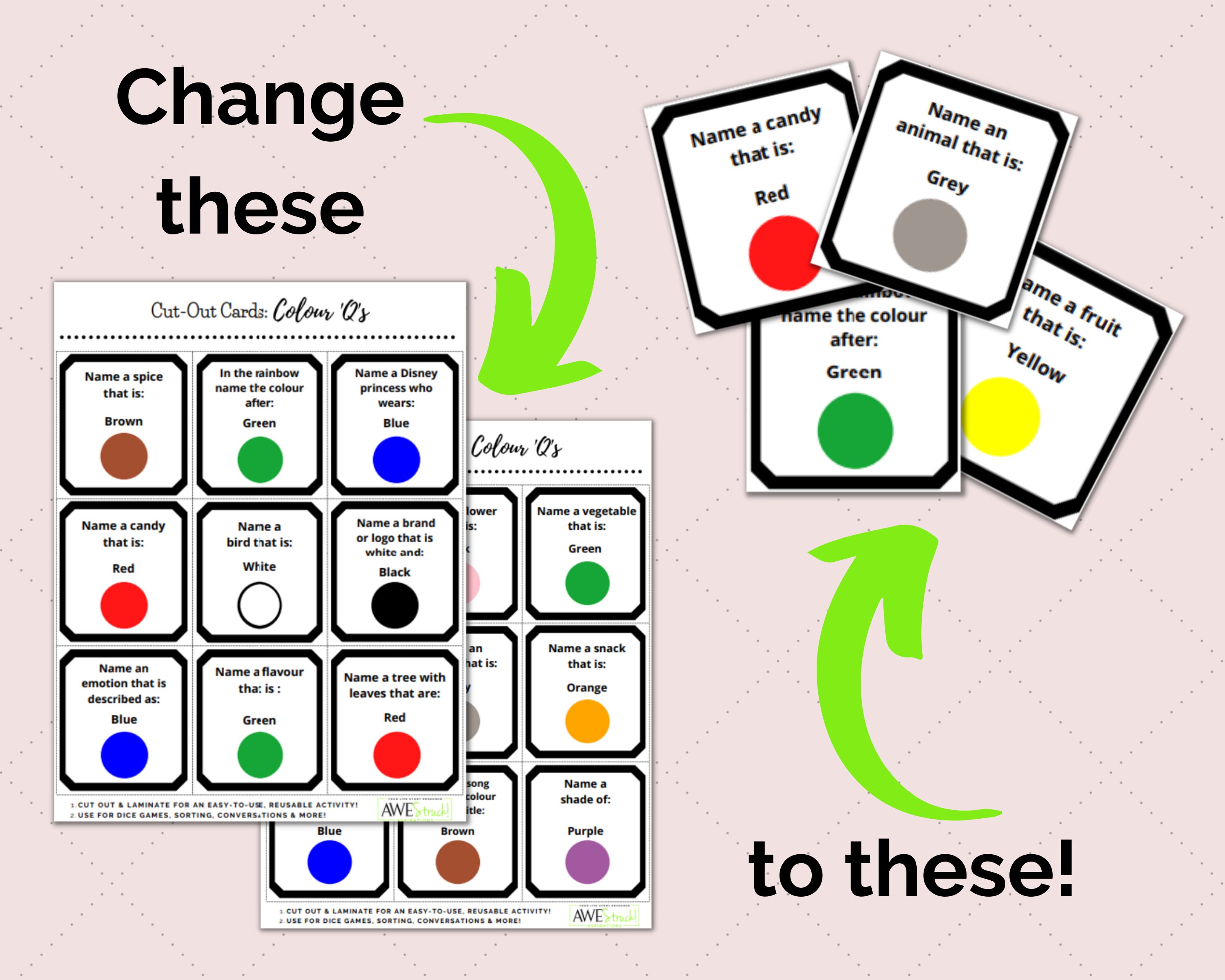 Colour Questions Activity Bundle, Printable Word Games, Cut-out Cards ...