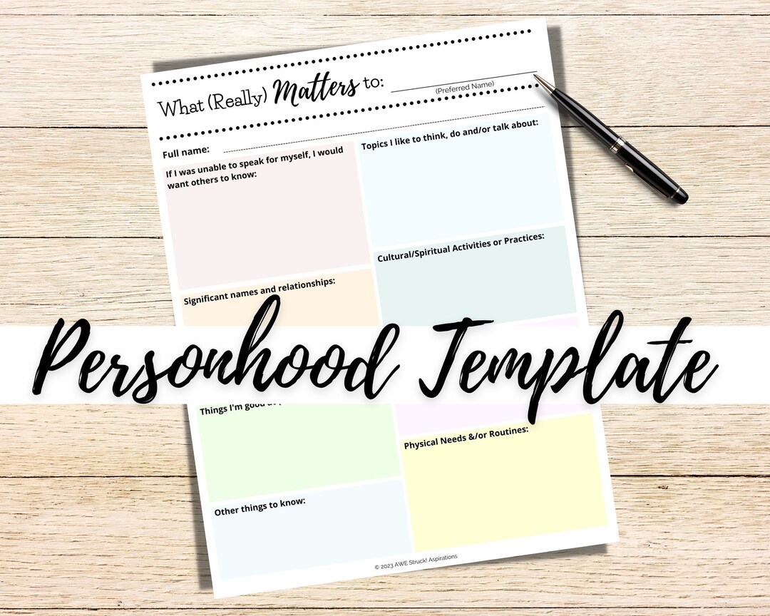 All About Me Template, Getting to Know You, Personhood Page, Printable ...