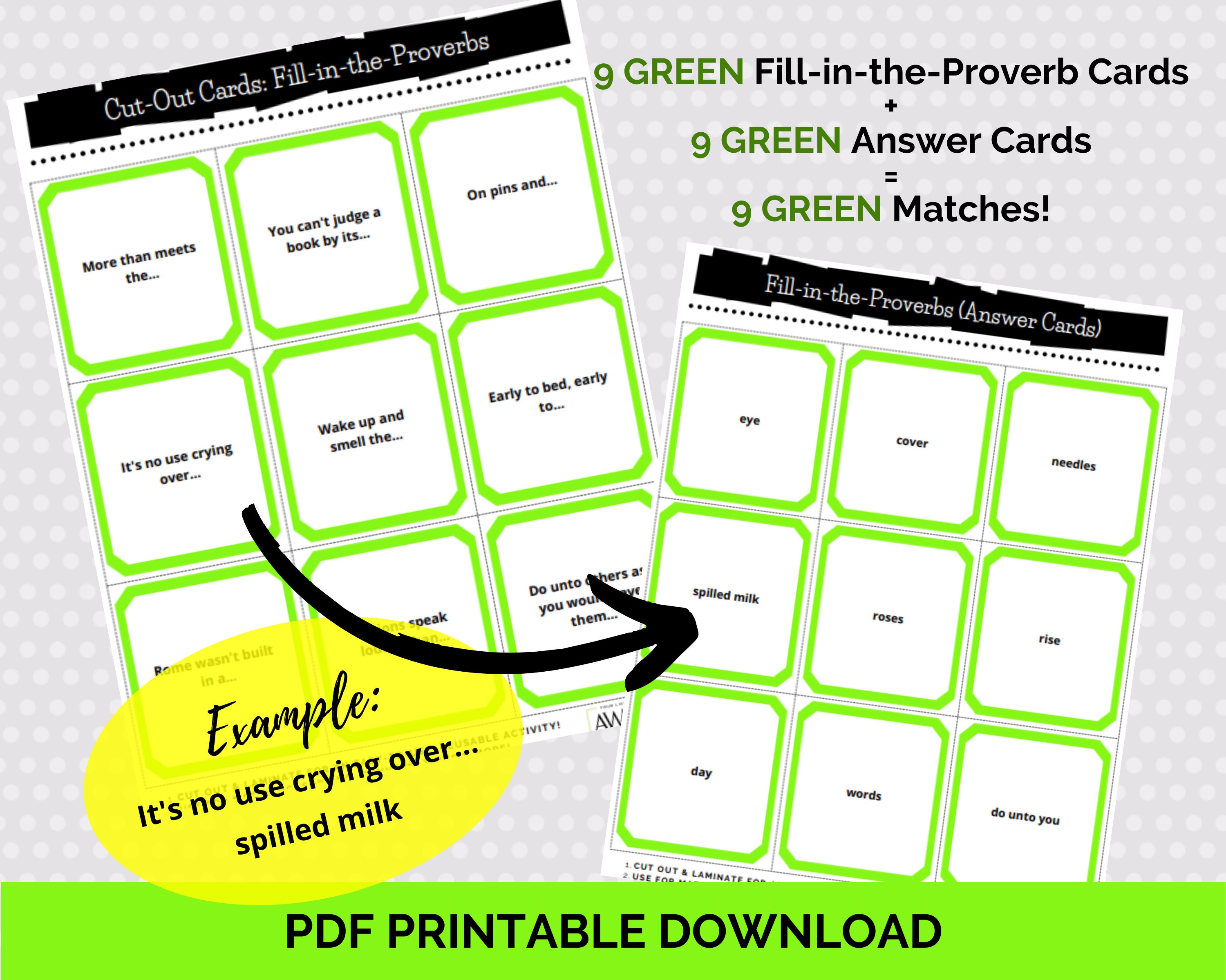 Word Game, Fill in the Blanks, Printable PDF, Instant Download, Cut Out ...