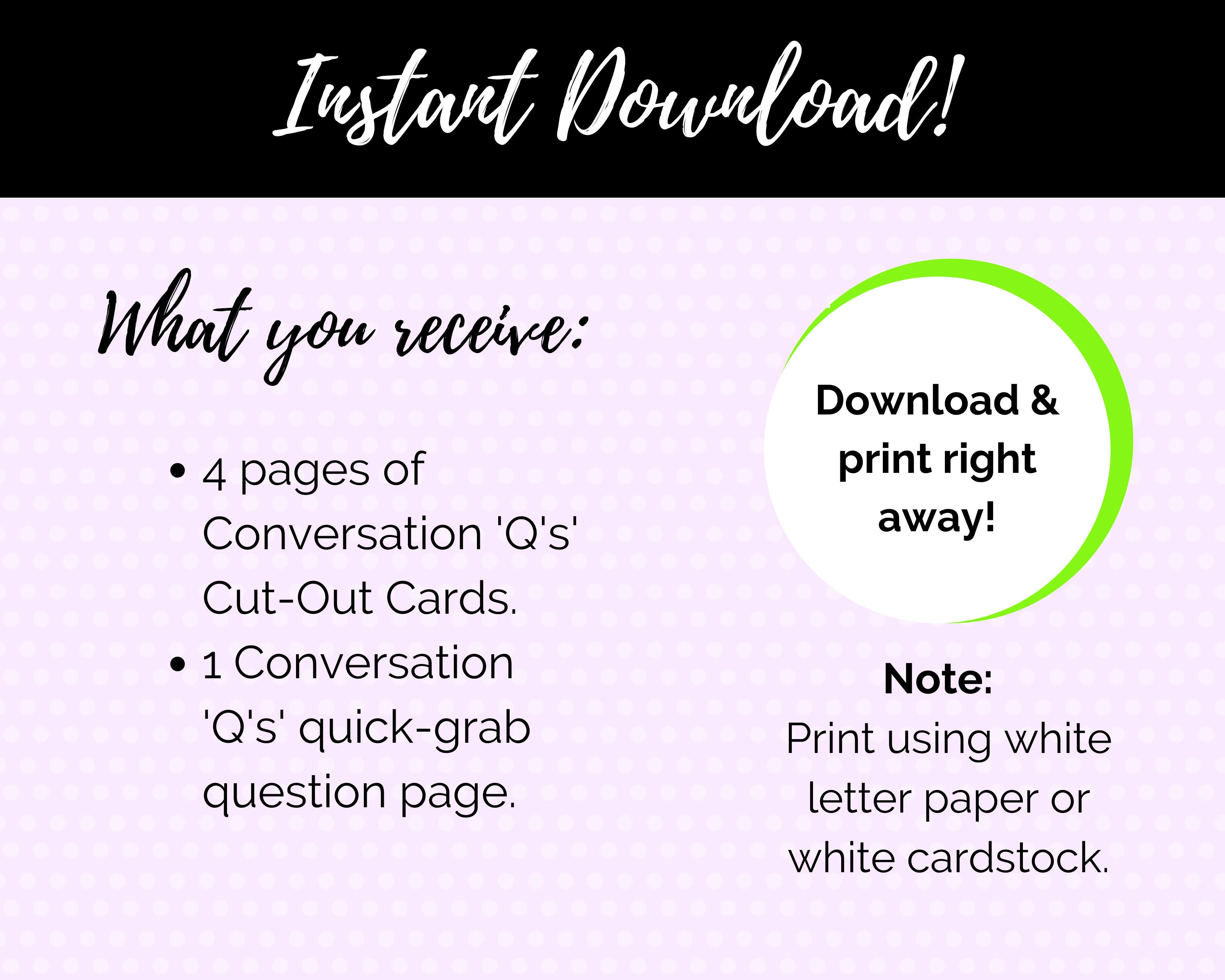 Conversation Cards, Life Story Collection, Instant Download, Dementia ...