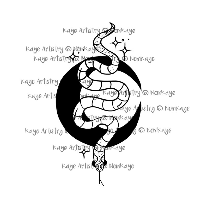 Snake & Moon PNG Digital Download - Etsy