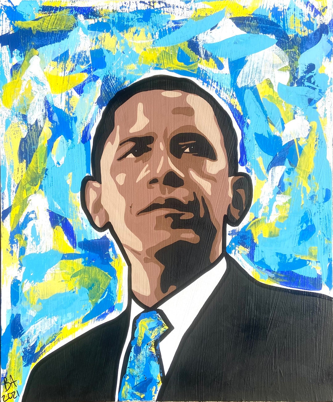 Pintura pop art original de Barack Obama, 44.º presidente - Etsy México