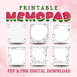 Printable Memo Pad, Printable Memo Sheets, Digital Download, Journal ...
