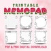 Printable Memo Pad, Printable Memo Sheets, Digital Download, Journal ...