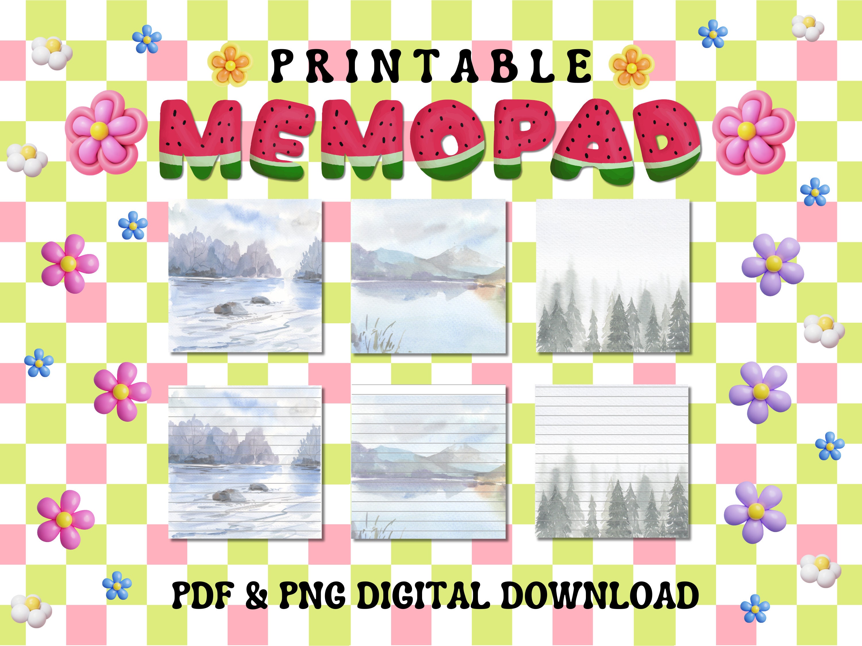 Printable Memo Pad, Printable Memo Sheets, Digital Download, Journal ...