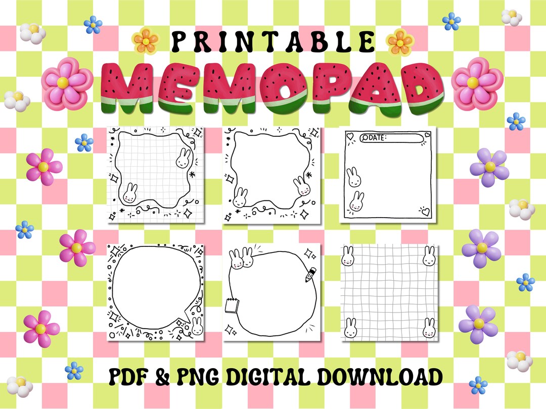 Printable Memo Pad, Printable Memo Sheets, Digital Download, Journal ...