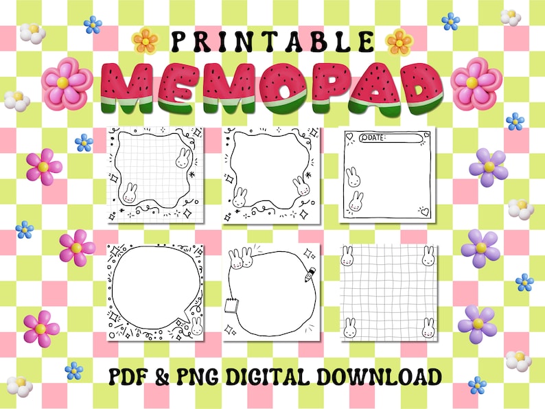 Printable Memo Pad, Printable Memo Sheets, Digital Download, Journal ...