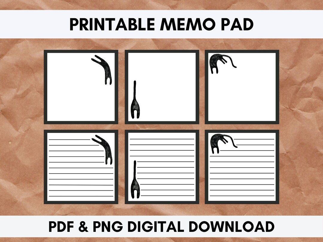 Printable Memo Pad Printable Memo Sheets Digital Download - Etsy