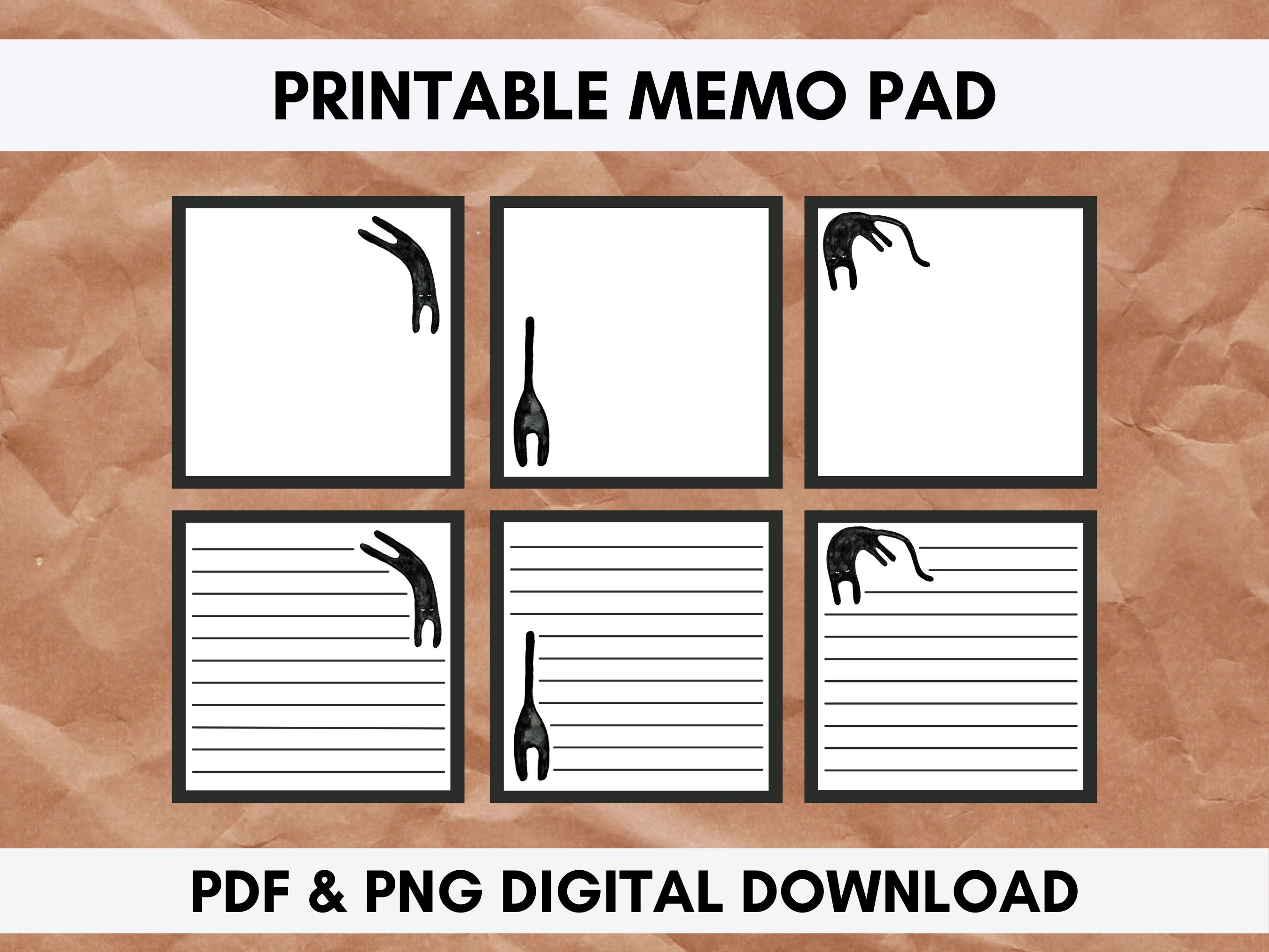 Printable Memo Pad Printable Memo Sheets Digital Download - Etsy