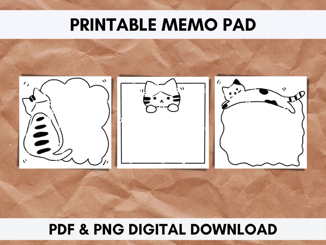 Printable Memo Pad, Printable Memo Sheets, Digital Download, Journal ...