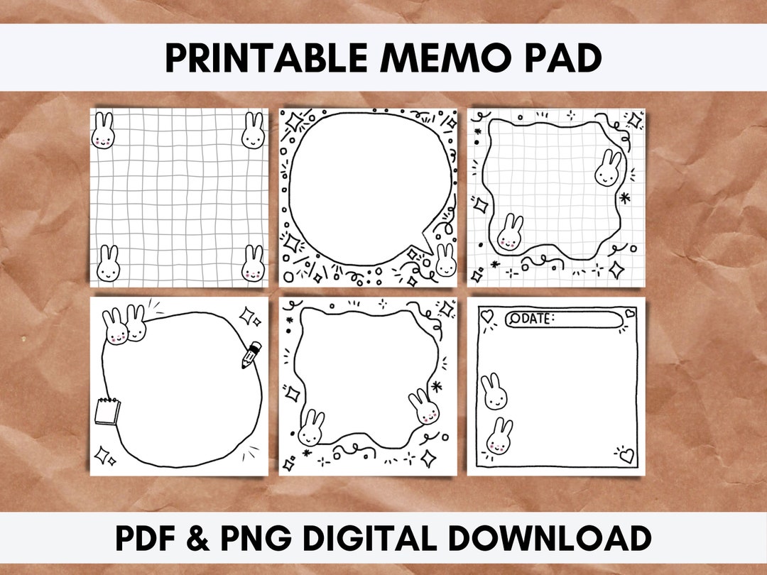 Printable Memo Pad Printable Memo Sheets Digital Download - Etsy
