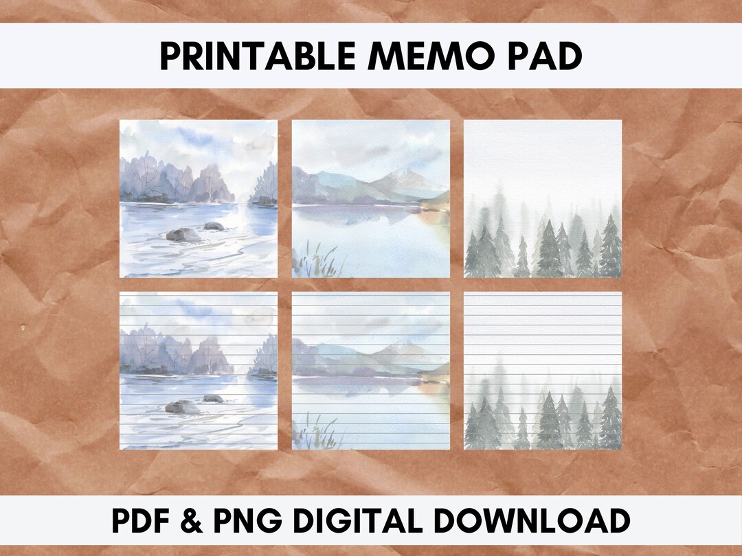 Printable Memo Pad, Printable Memo Sheets, Digital Download, Journal ...