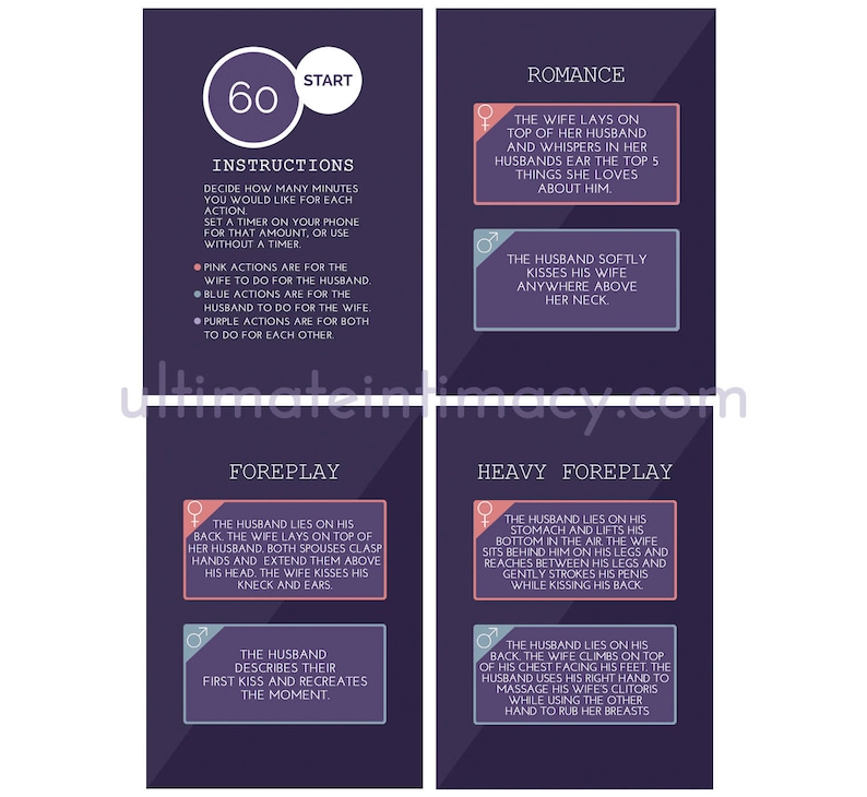 Ultimate Intimacy Bedroom Game Card Deck Sex Game Cards Sex Positions Couples Game Clean
