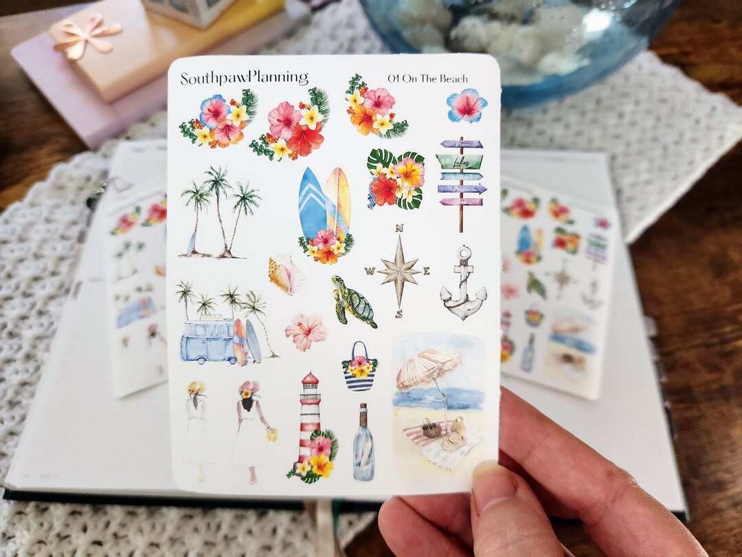 Beach Themed Planner Stickers, Vacation Stickers, Decorative Planner ...