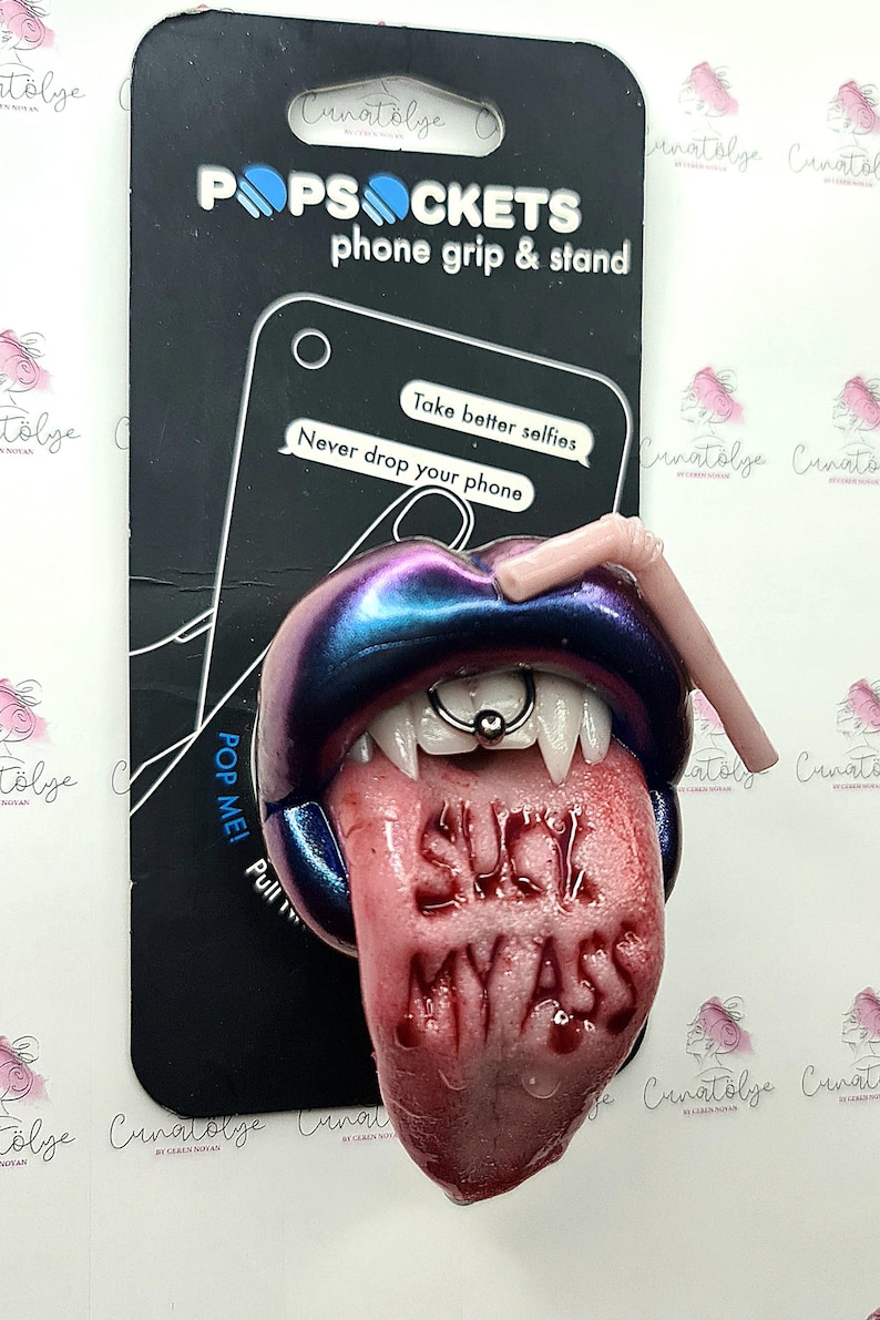 Gothic Style Designed Lips Phone Holder / Halloween Brooch / Choker ...