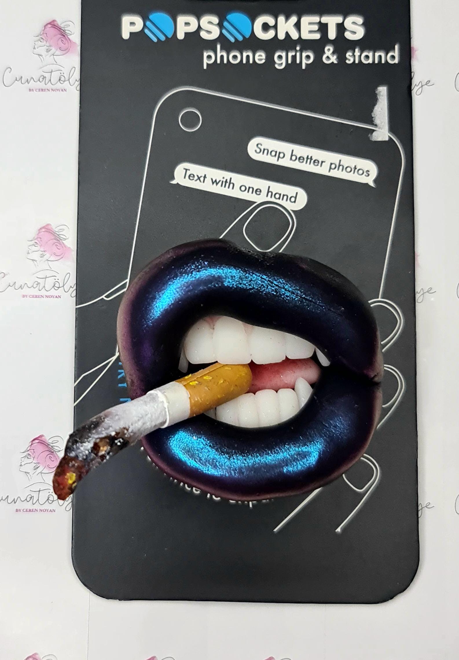 Pink Rhinestone Lips Magsafe Popsockets Phone Grip With Rolled Dollar ...
