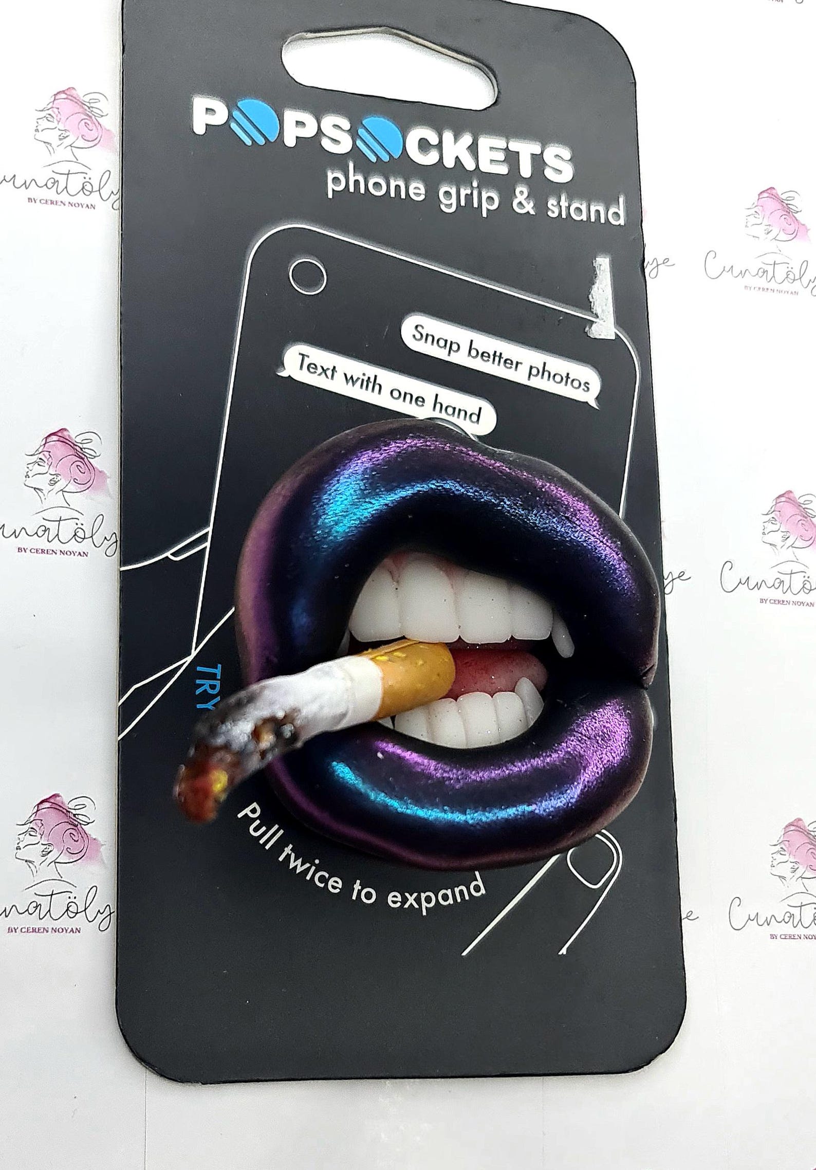 Pink Rhinestone Lips Magsafe Popsockets Phone Grip With Rolled Dollar ...