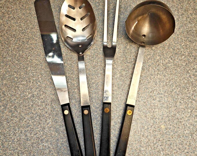 Vintage Flint Style 4 Piece Mixed Stainless Utensil Set- Ekco, Bi-cor ...