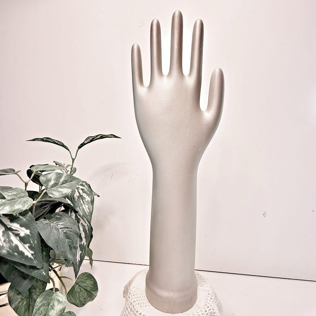 Vintage Ceramic Glove Mold Hand Display Painted Silver, Size 8 1/2 C ...