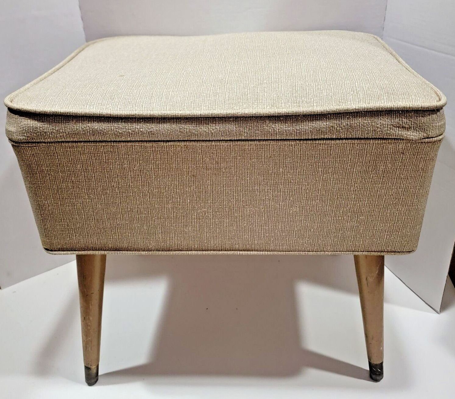 Vintage Beige Vinyl Sewing Seat Stool Hassock Ottoman W/storage - Etsy