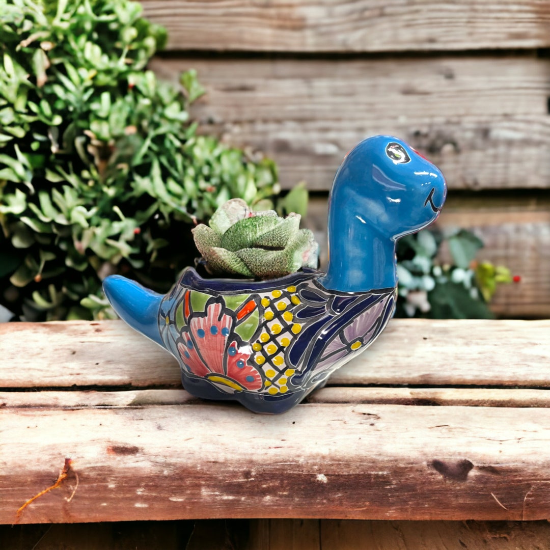 Colorful Talavera Dinosaur Succulent Planter Whimsical Flower Pot - Etsy