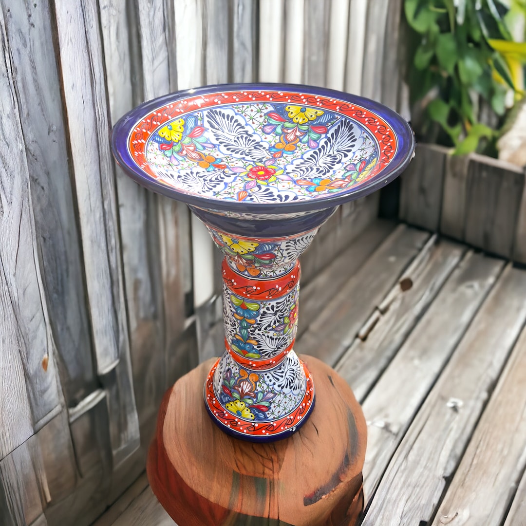 Handmade Talavera Bird Bath Authentic Mexican Artwork 20 Diameter - Etsy