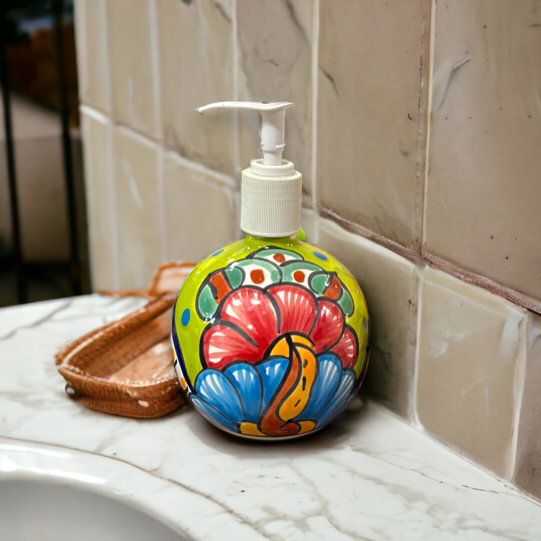Mexican Talavera Soap Dispenser Colorful Ceramic Bathroom - Etsy