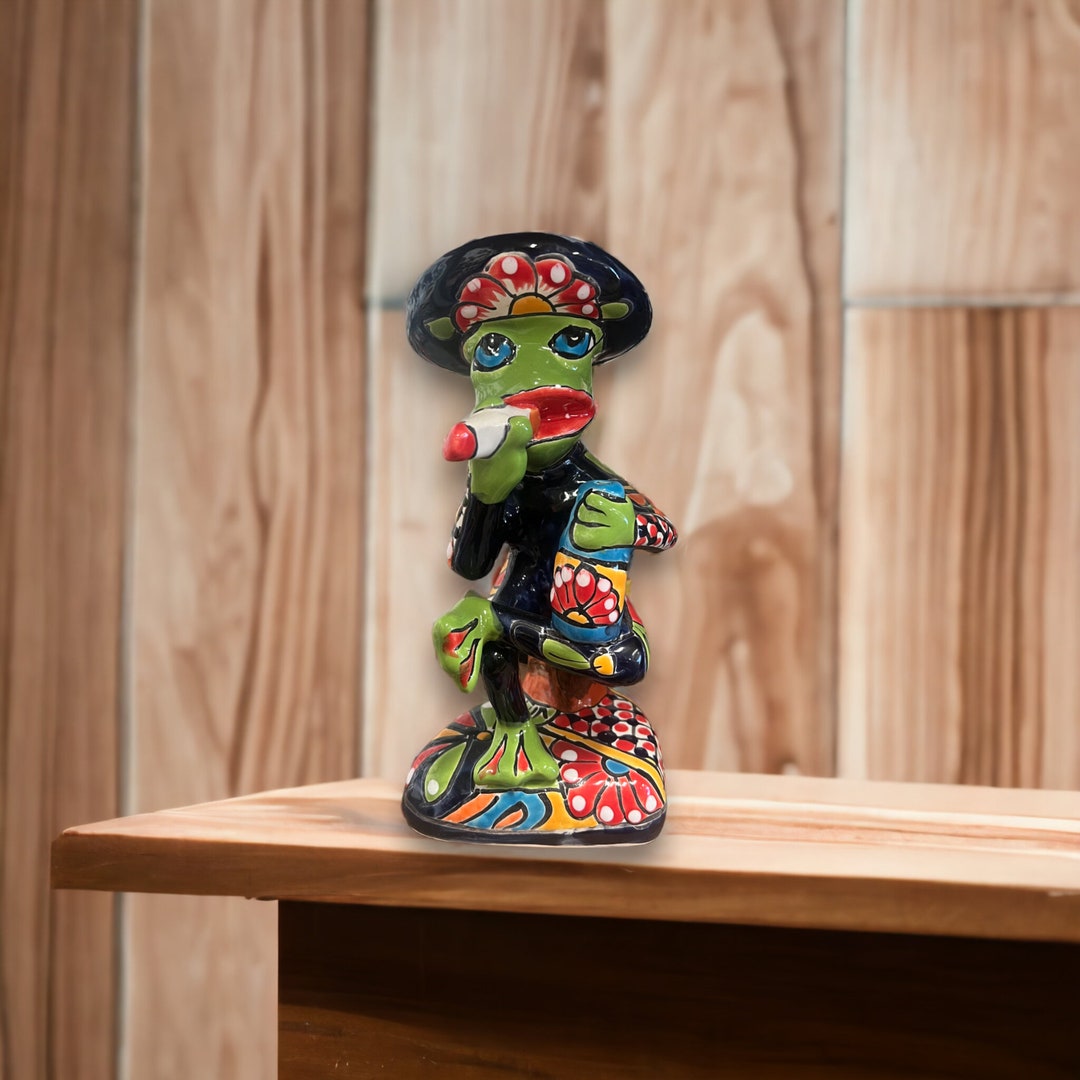 Vibrant Talavera Frog Statue Handmade Small Smoking Frog Art - Etsy