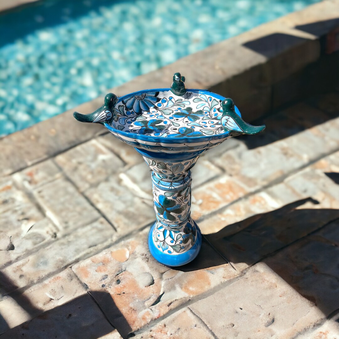 Handmade Talavera Bird Bath Authentic Mexican Artwork 20 Diameter - Etsy