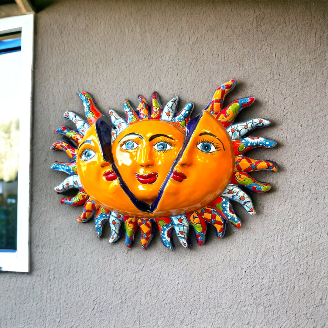 Mexican Handmade Sun Wall Art Vibrant Talavera Sun Wall Decor large - Etsy