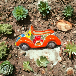 Colorful Hand-painted Talavera Car Planter Small Ceramic Car Statue - Etsy