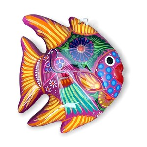 Colorful Hand-painted Guerrero Fish Wall Art | Mexican Artisan Decor ...