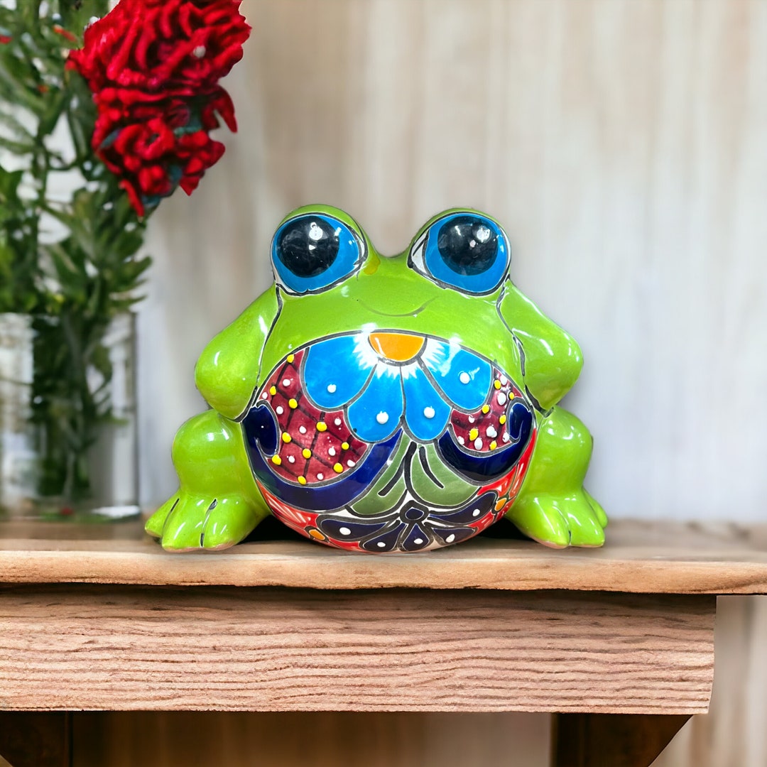 Colorful Talavera Frog Planter Handcrafted Mexican Pottery Statue medium - Etsy