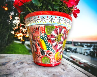 Talavera Michoacana Planter Pot Large Mexican Pottery Folk Art Hand ...