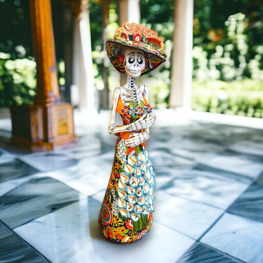 Talavera Catrina Day of the Dead Statue | Life-sized 4'10" Figurine ...